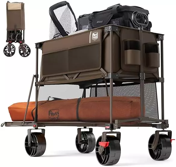 TIMBER RIDGE Carro plegable de dos pisos de gran capacidad de ~400 L ...
